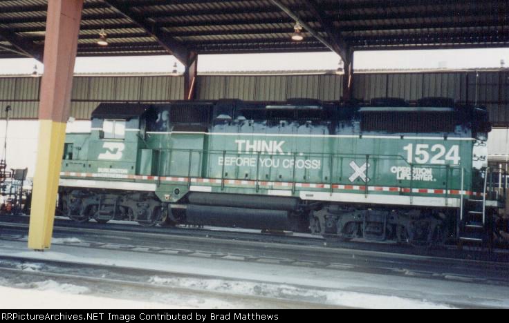 BN 1524 at Cherokee Yard Jan. 1995